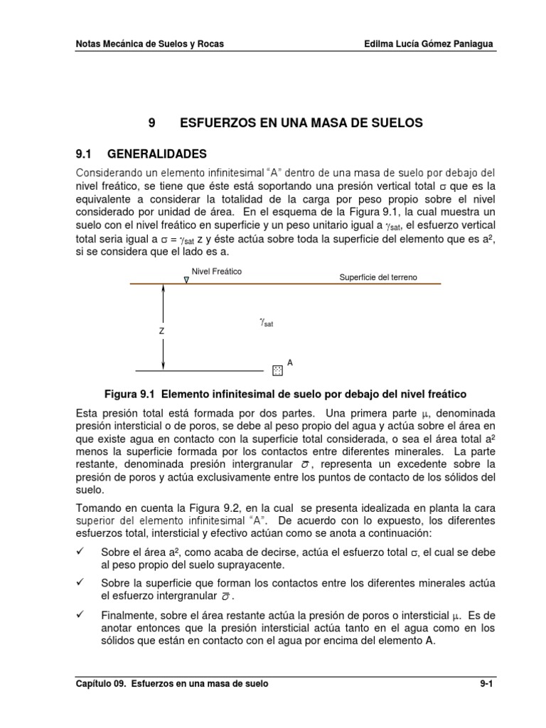 Capitulo 09. Esfuerzos en Una Masa de Suelos | PDF | Mecánica de suelos | Agua subterránea