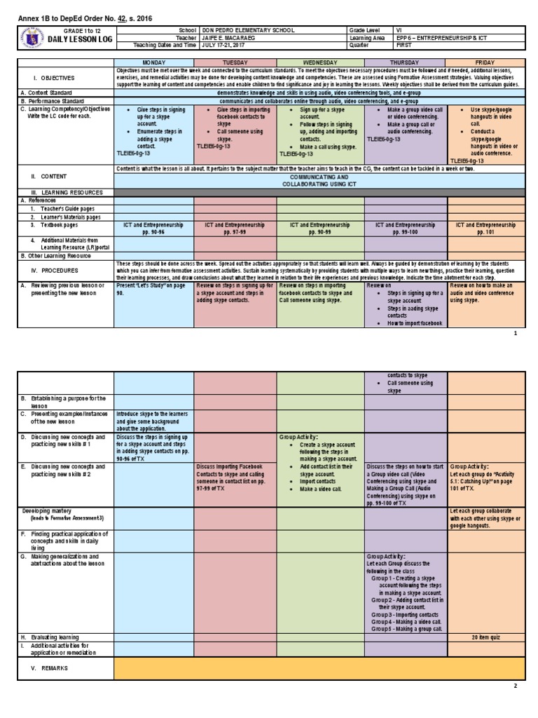 DLL Epp6-Ict Q1 W7 | PDF | Educational Technology | Educational Assessment