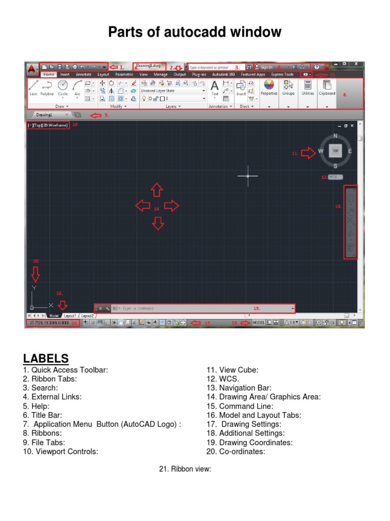 Parts of Autocadd Window | PDF | Computer Aided Design | Auto Cad