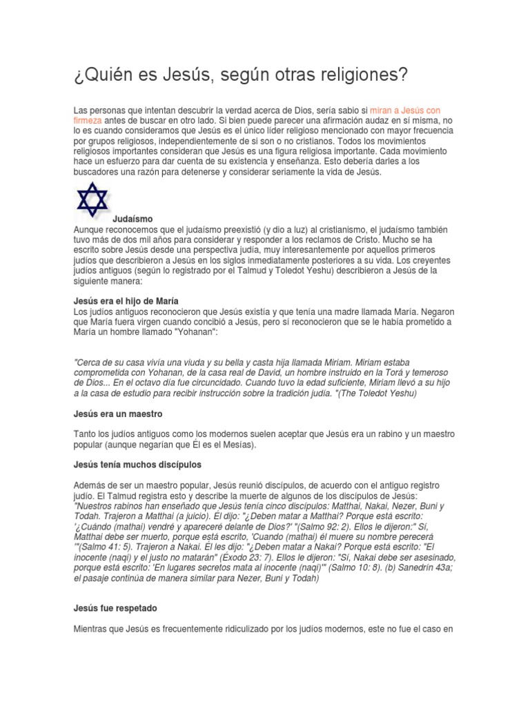 Quién Es Jesús Según Otras Religiones | PDF | Jesús | María, madre de Jesús