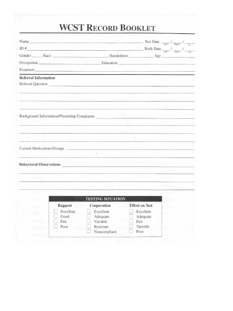 WCST Protocolo | PDF