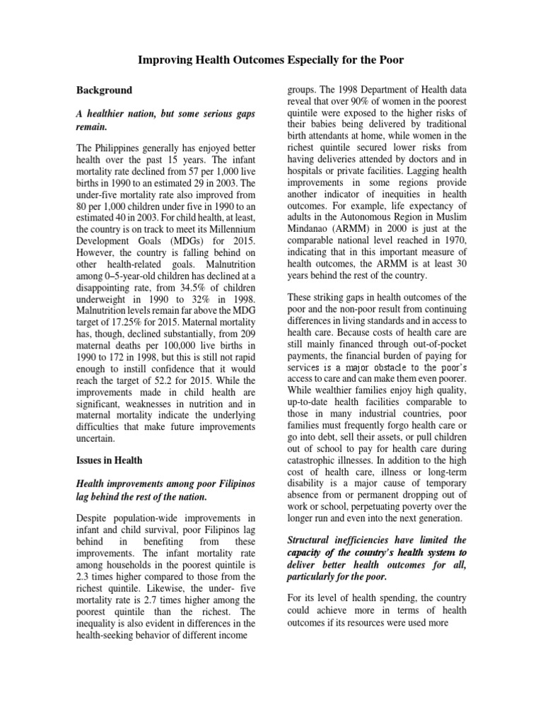 Addressing Health Inequities in the Philippines: Improving Access and ...