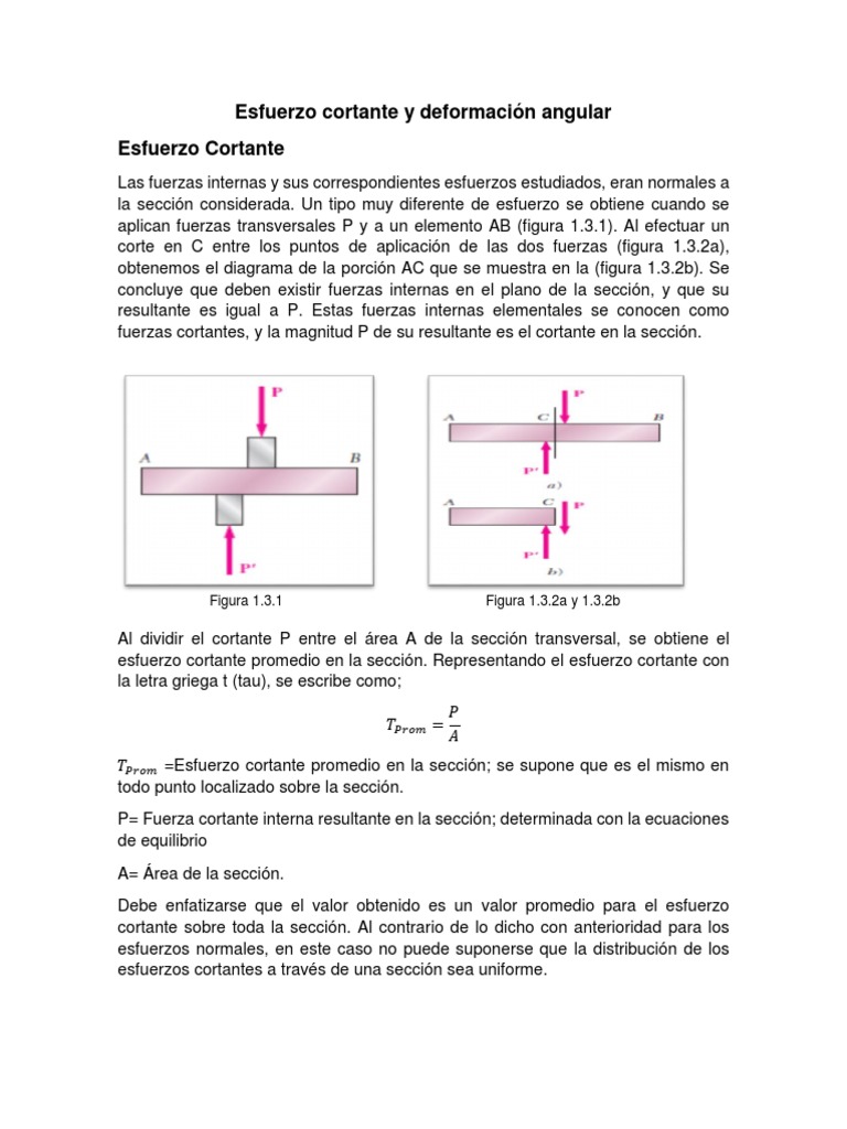 Esfuerzo Cortante y Deformación Angular | PDF | Mecanica clasica | Física