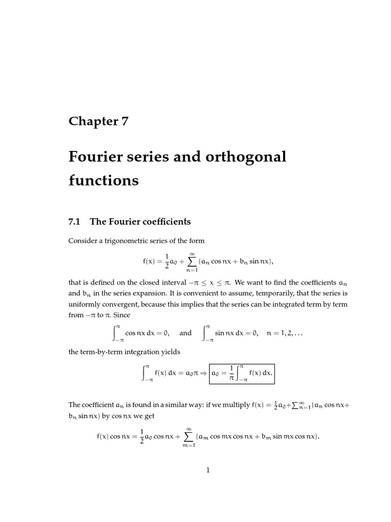 Fourier Series and Orthogonal Functions | PDF | Series (Mathematics ...