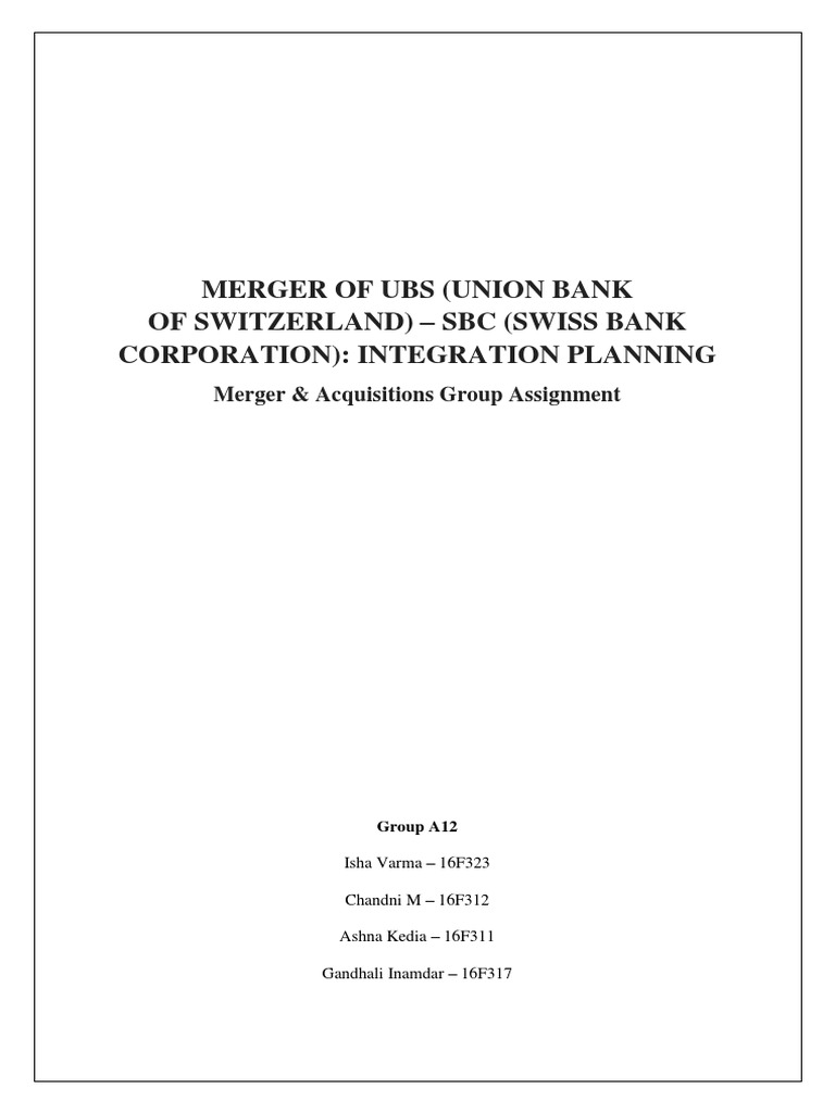 Merger of UBS and SBC | PDF | Layoff | Mergers And Acquisitions
