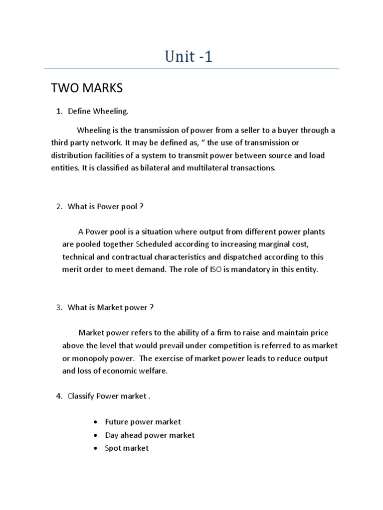 Unit - 1: Two Marks | PDF | Microeconomics | Market (Economics)