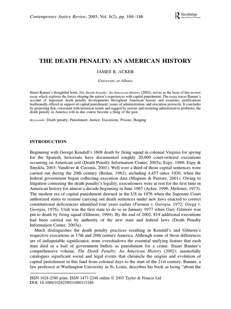 Acker James - The Death Penalty An American History | PDF | Capital ...