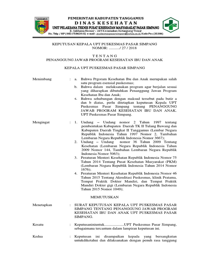 SK Penanggung Jawab Kia | PDF