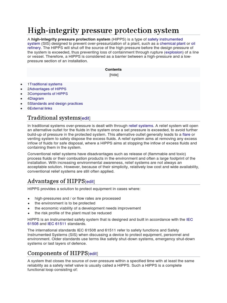High-Integrity Pressure Protection System: Traditional Systems | PDF ...