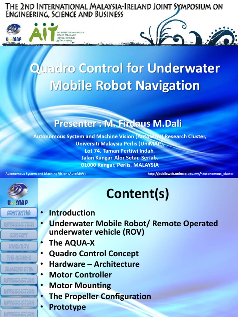 Quadro Control For Underwater Mobile Robot Navigation IMIEJS 201 | PDF | Automation | Systems ...