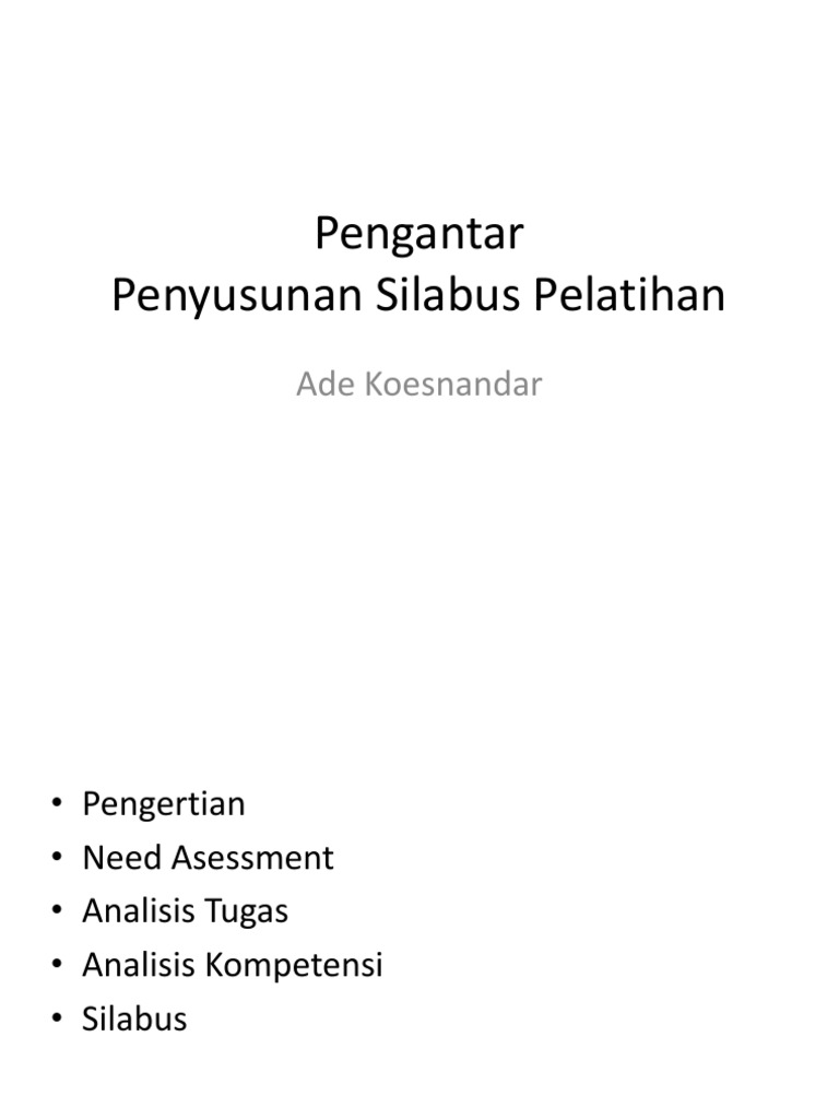 Penyusunan Silabus Pelatihan | PDF