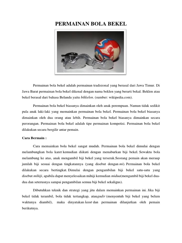 Sejarah dan Cara Bermain Bola Bekel | PDF | Olahraga & Rekreasi