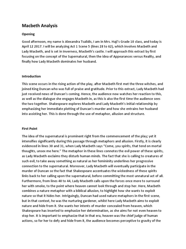 Macbeth Analysis: Opening | PDF | Macbeth