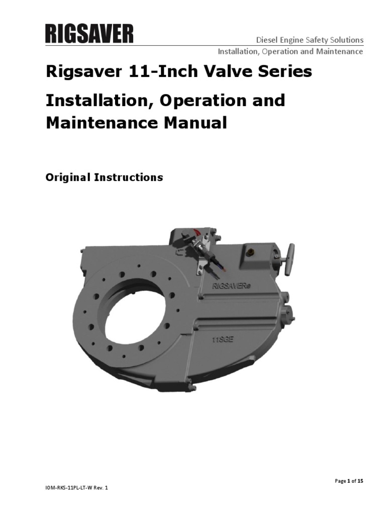Installation, Operation and Maintenance Manual | Valve | Turbocharger