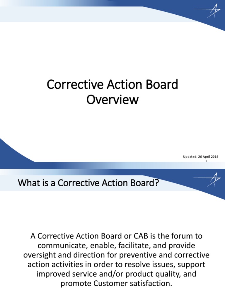Corrective Action Board CAB | PDF | Supply Chain | Quality (Business)