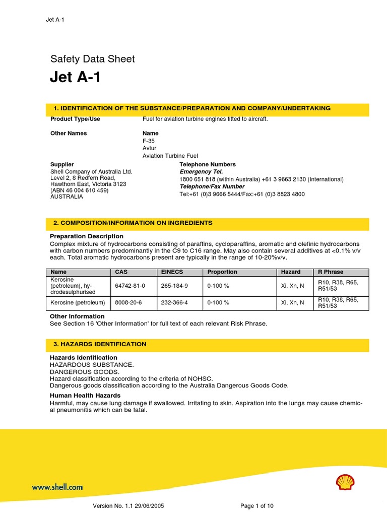 Msds - Jet A1 PDF | PDF | Dangerous Goods | Firefighting