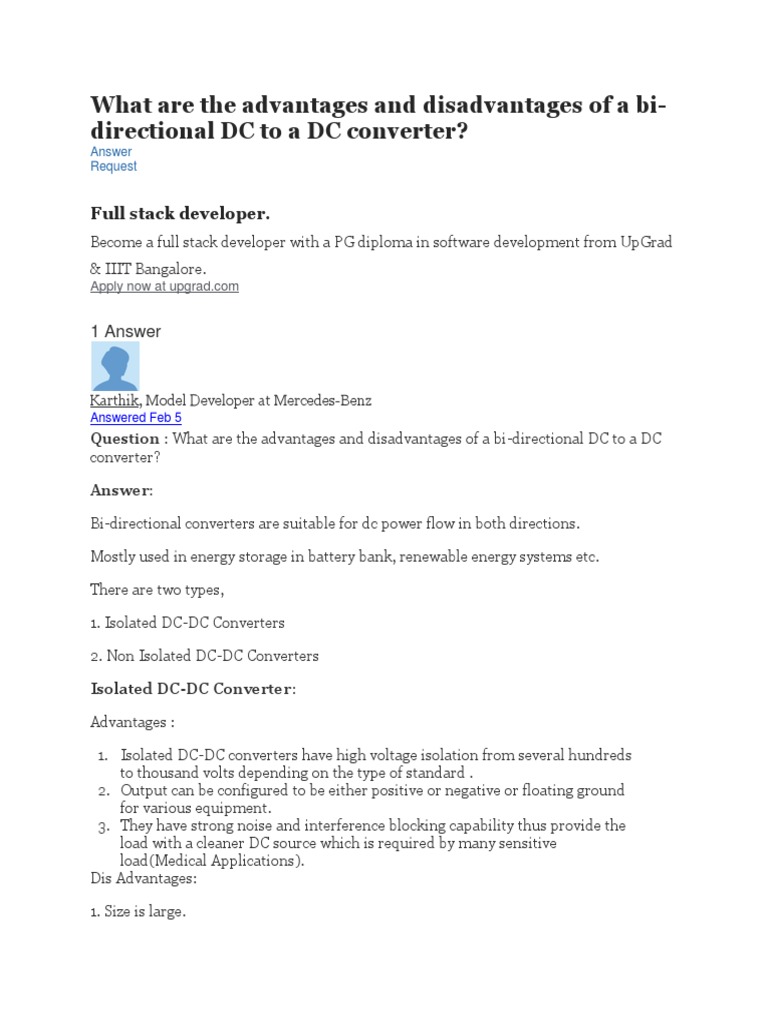 What Are The Advantages and Disadvantages of A Bi-Directional DC To A ...