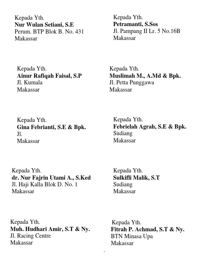 Utk Cetak Label Undangan | PDF