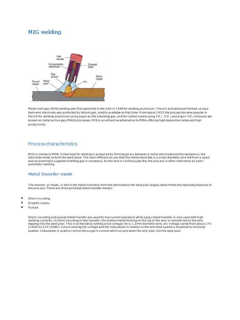 MIG Welding: Process Characteristics | PDF | Welding | Construction