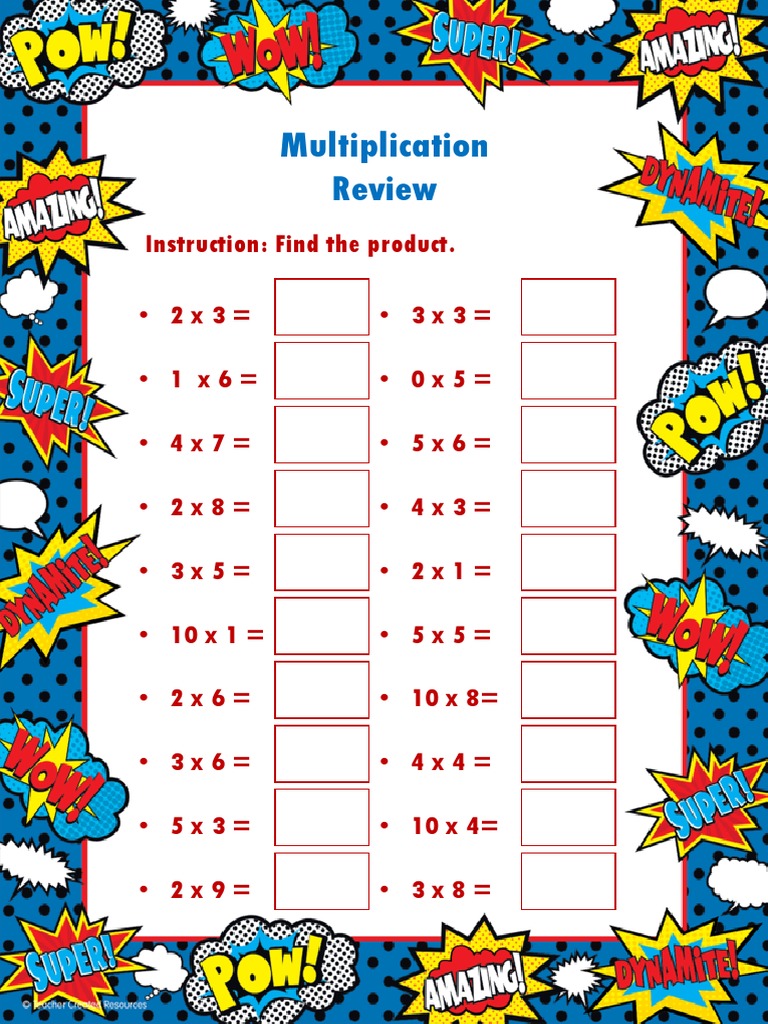 Multiplication Review: Instruction: Find The Product | PDF | Violence ...