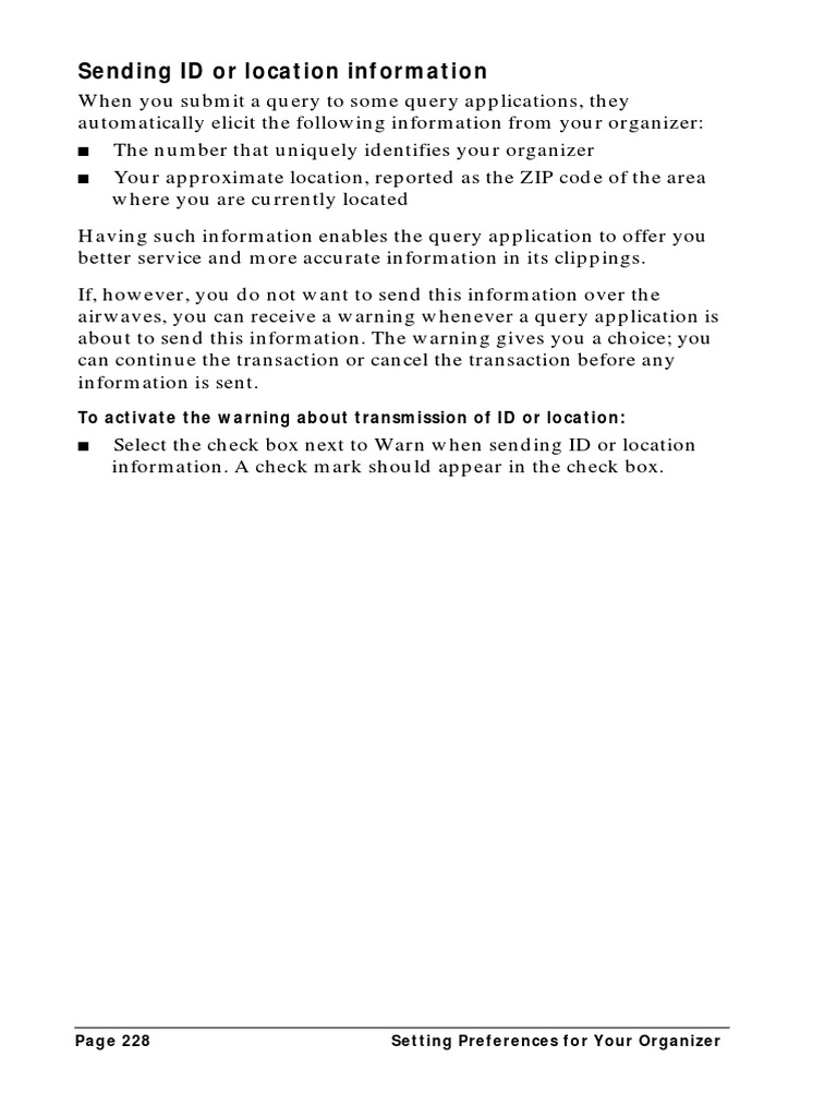 Sending ID or Location Information | PDF