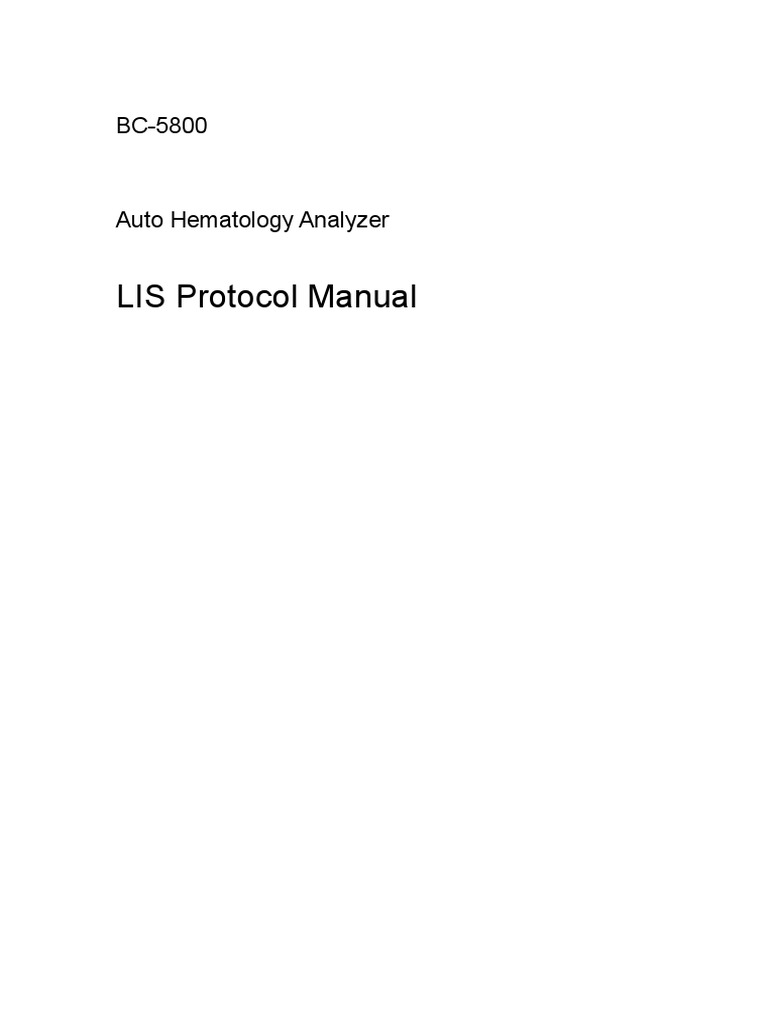 BC-5800 LIS Protocol Manual | PDF | White Blood Cell | Port (Computer Networking)