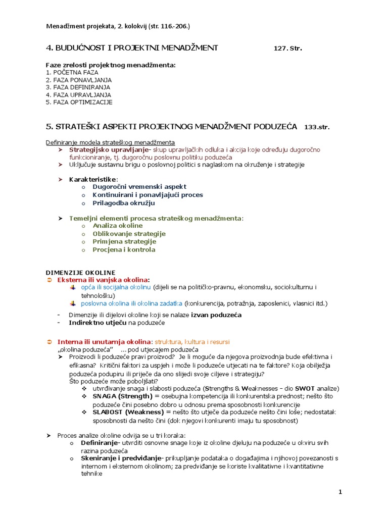 Projektni Menadžment 2. Kol Skripta | PDF