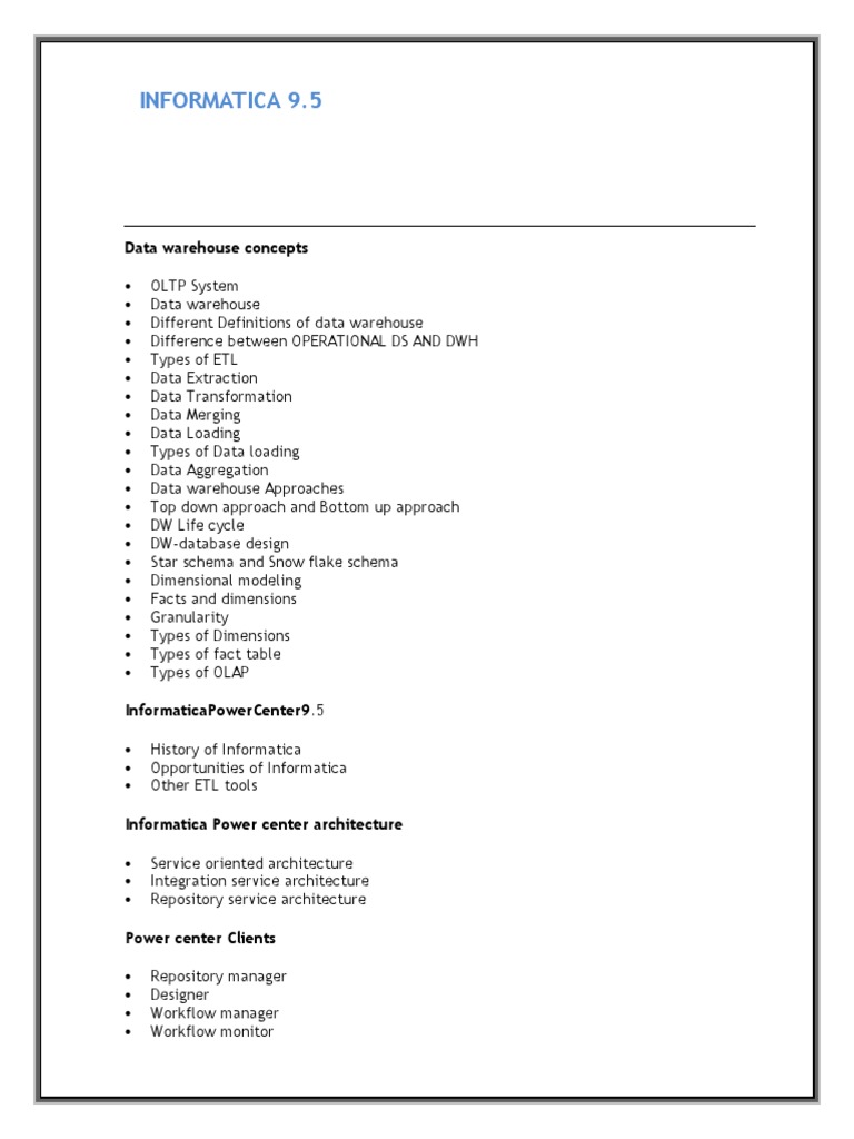 Informatica 9.5 | PDF | Data Warehouse | Information Management
