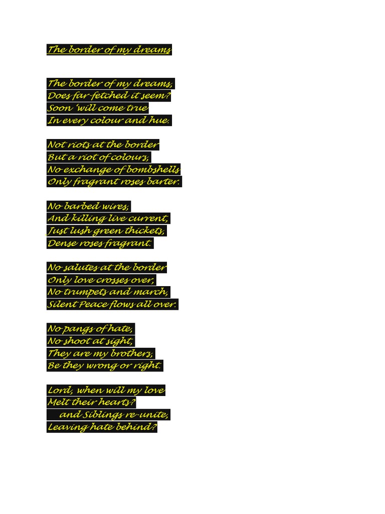The Border of My Dreams | PDF