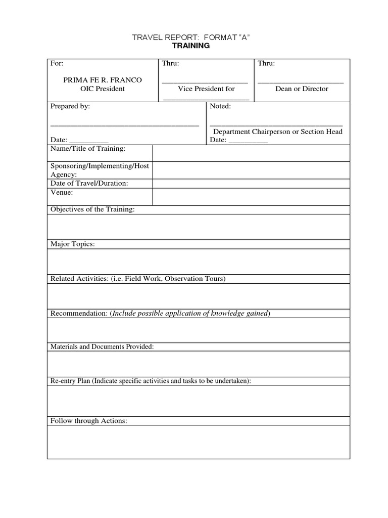Travel Report Format A | PDF