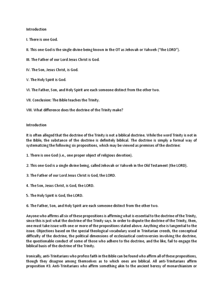 Trinity - Handout - IRR - Rob Bowman | PDF | Trinity | Grammatical Number