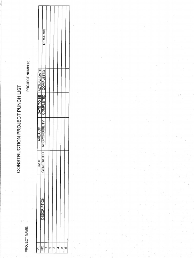 Construction Punch List | PDF