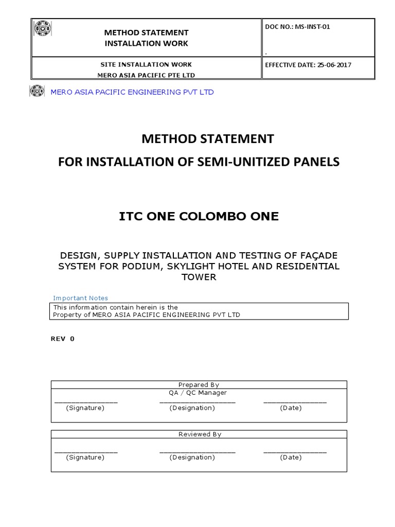 Method Statement - Site Installation - ITC | PDF | Electrical Connector ...