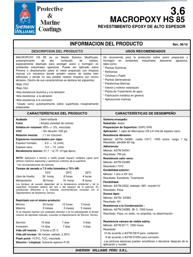 3.6 Macropoxy HS 85 | PDF | Acero | Pintar