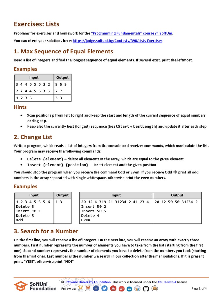 Lists-Exercises | PDF | Array Data Structure | Sequence