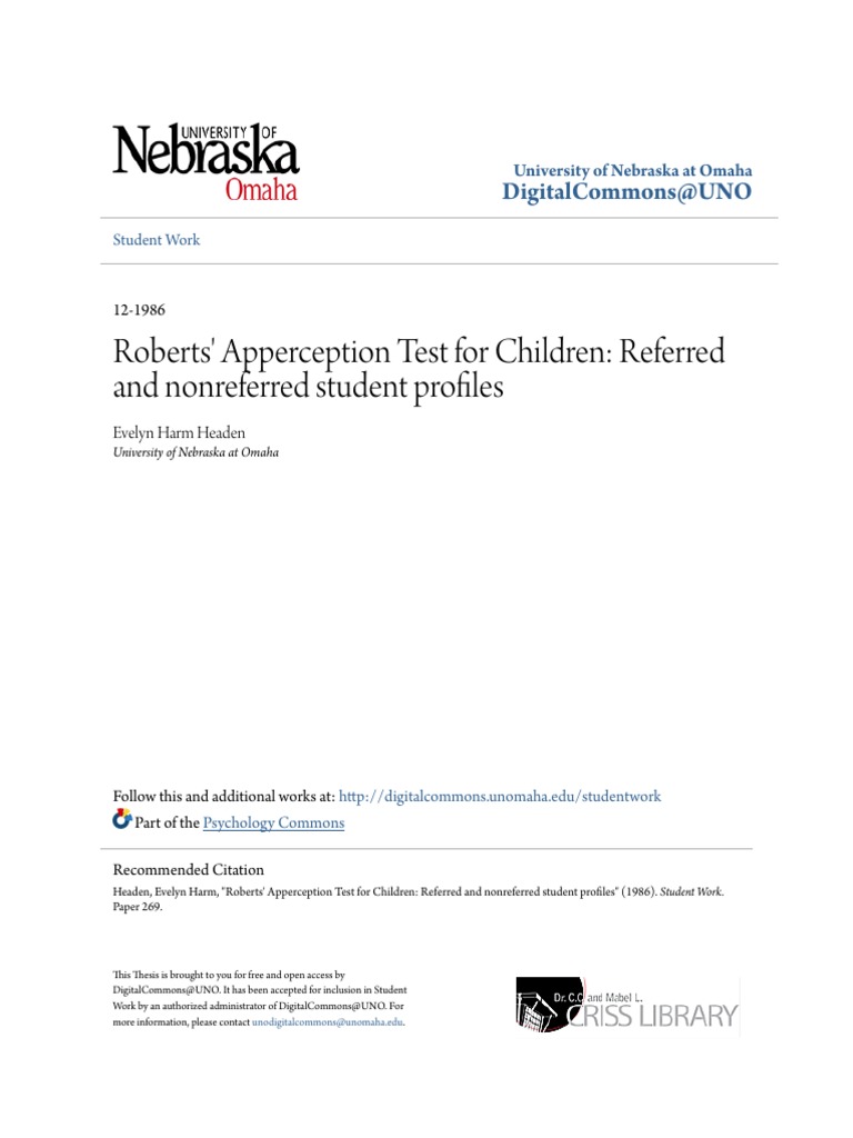 Roberts Apperception Test For Children - Referred and Nonreferred1 ...