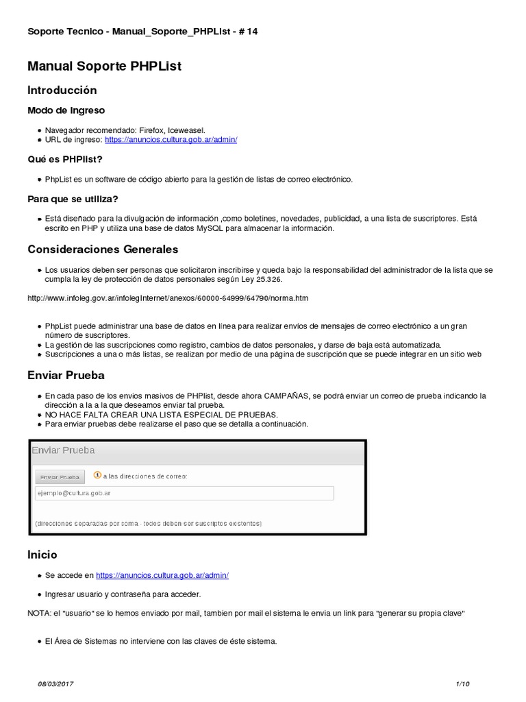 Manual de Soporte PHPlist Completo | PDF | ciberespacio | Software
