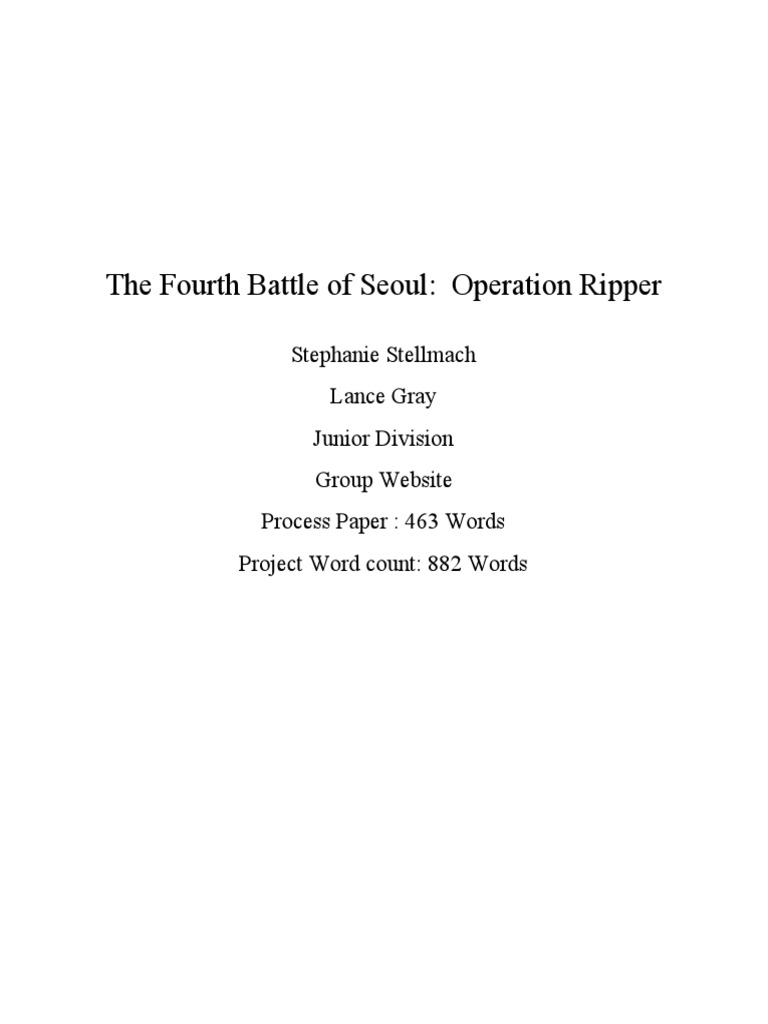 Operation Ripper Process Paper | PDF | Korean War | Foreign Relations ...