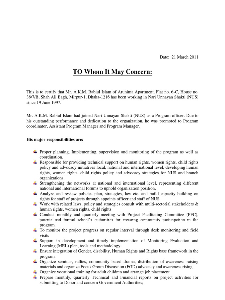 Job Description For Canada Immigration | PDF | Non Governmental ...