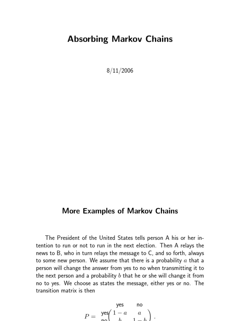 Lecture 14 | PDF | Markov Chain | Mathematical Relations