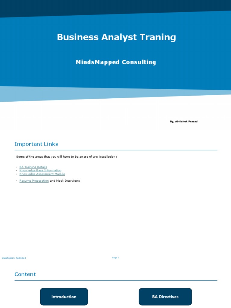 Business Analyst Training Overview | PDF | Intelligence Analysis | Expert