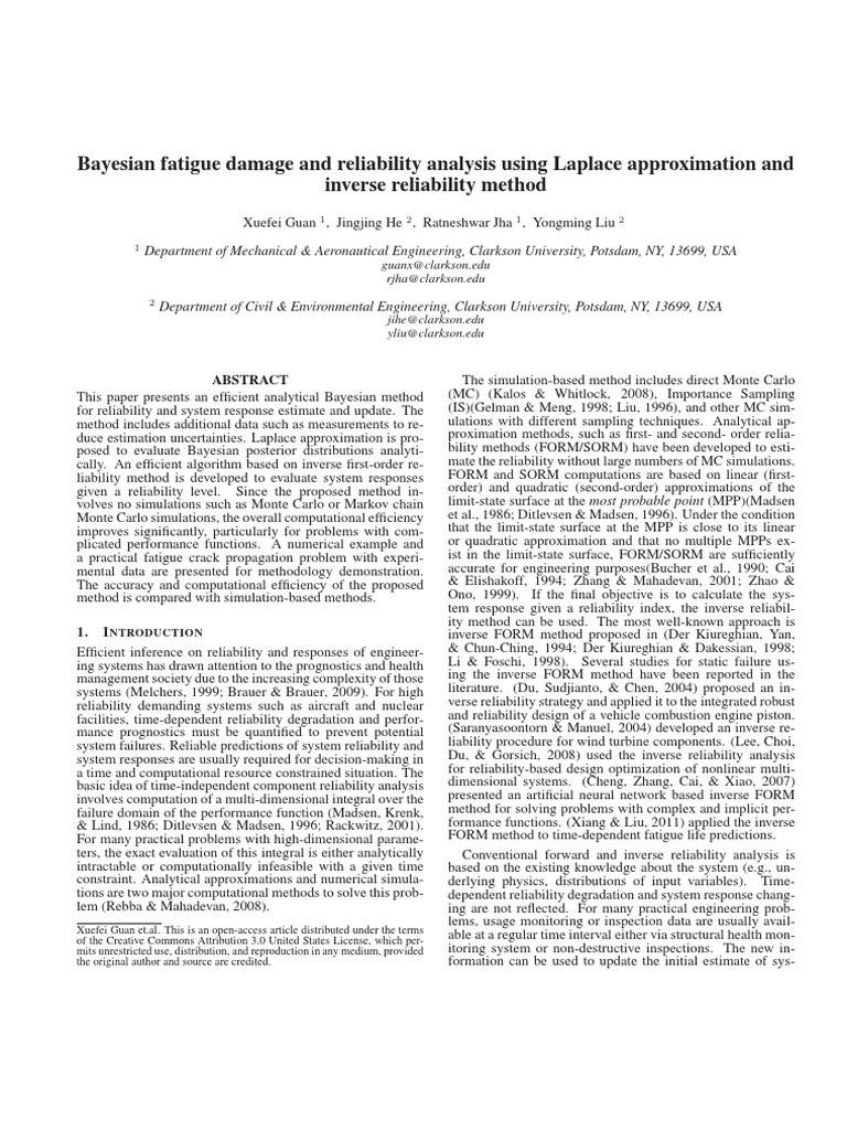 Bayesian Fatigue Damage and Reliability Analysis Using Laplace Approximation and Inverse ...