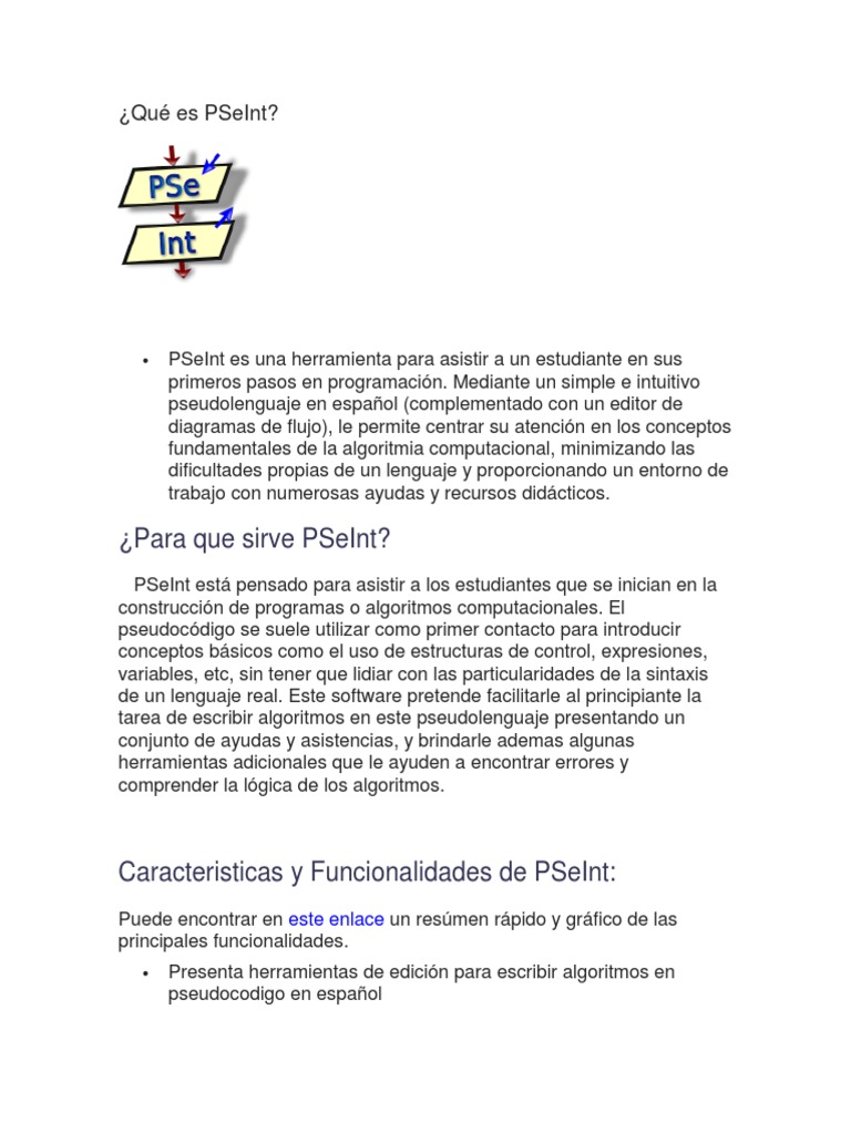 Qué Es PSeInt | PDF | Algoritmos | Lenguaje de programación