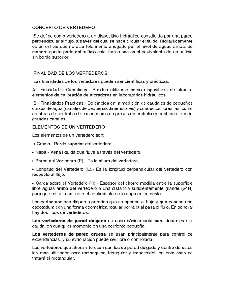 Vertedero Rectangular | PDF | Descarga (hidrología) | Science