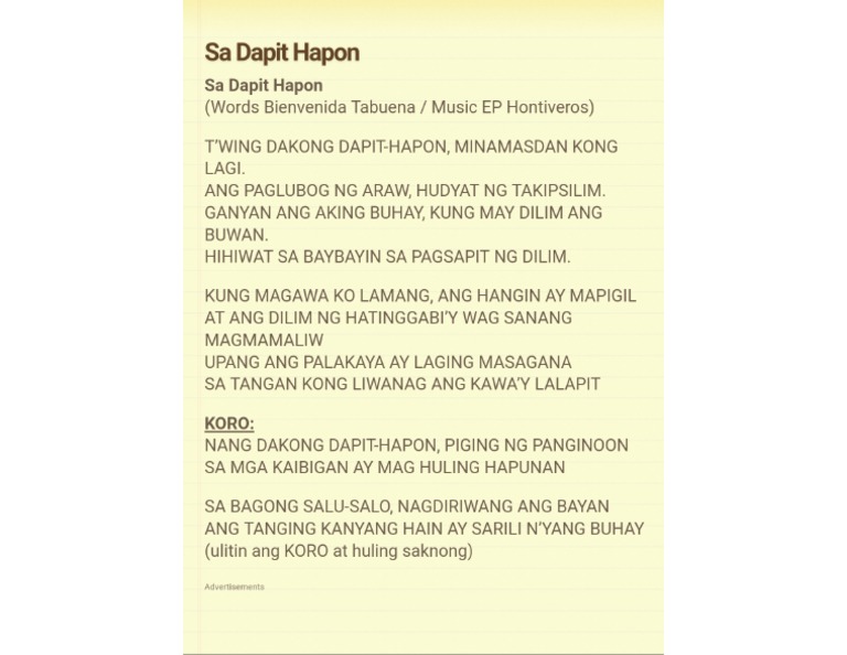 Sa Dapit Hapon | PDF
