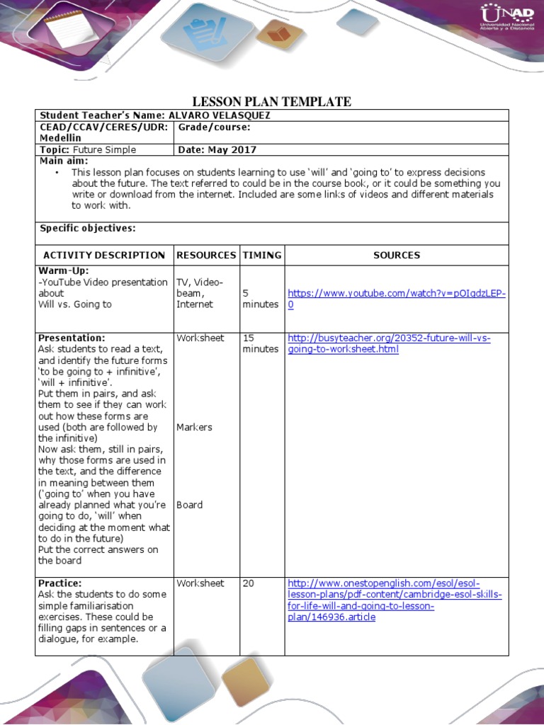 Lesson Plan Template - AV | PDF | Lesson Plan | Question