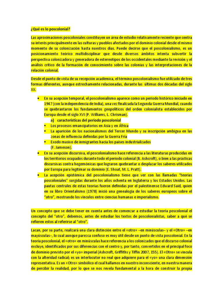 Teoria Poscolonial | PDF | Mundo occidental | Política (general)