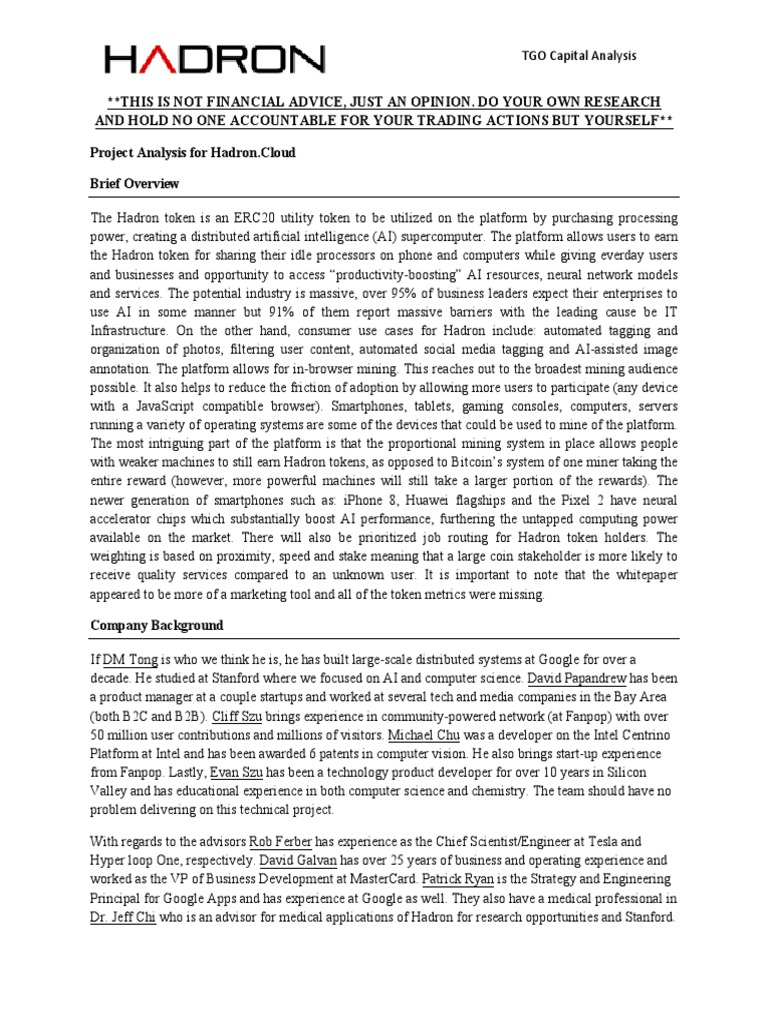 Hadron.Cloud Token Utility Analysis | PDF | Artificial Intelligence ...