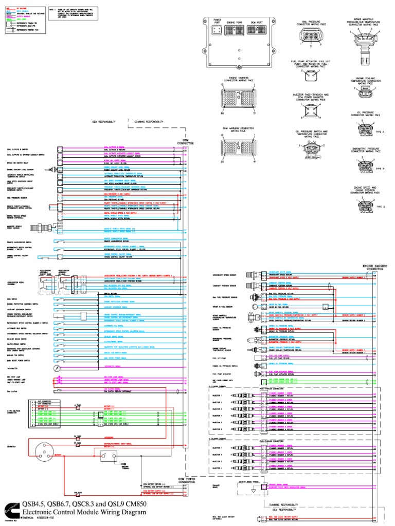 Cummins Diesel QSB QSC QSL Cm850 4021524 Rev 2 Wiring Diagram