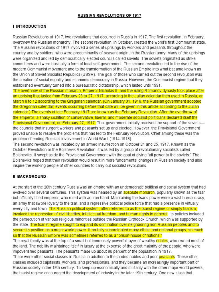 Russian Revolution of 1917 | PDF | Bolsheviks | Soviet Union